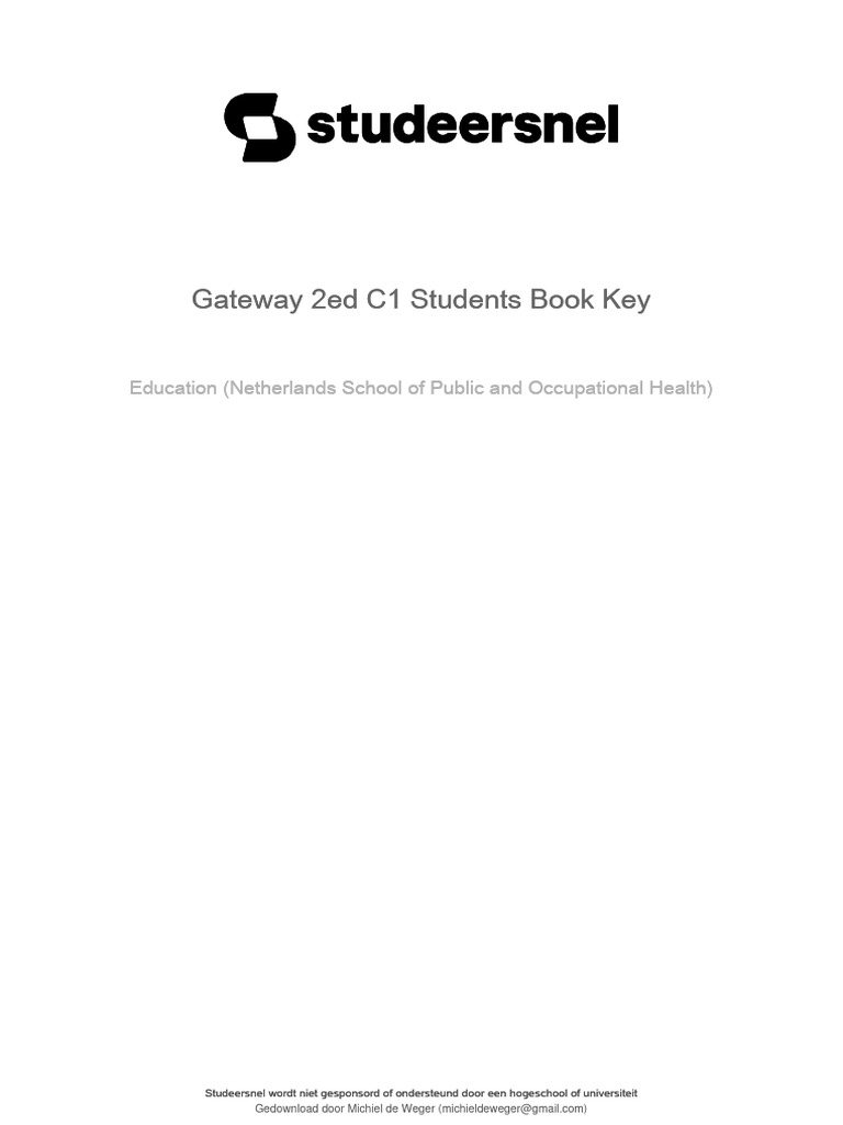 Gateway 2ed c1 Students Book Key | PDF | Self Control | Self-Management