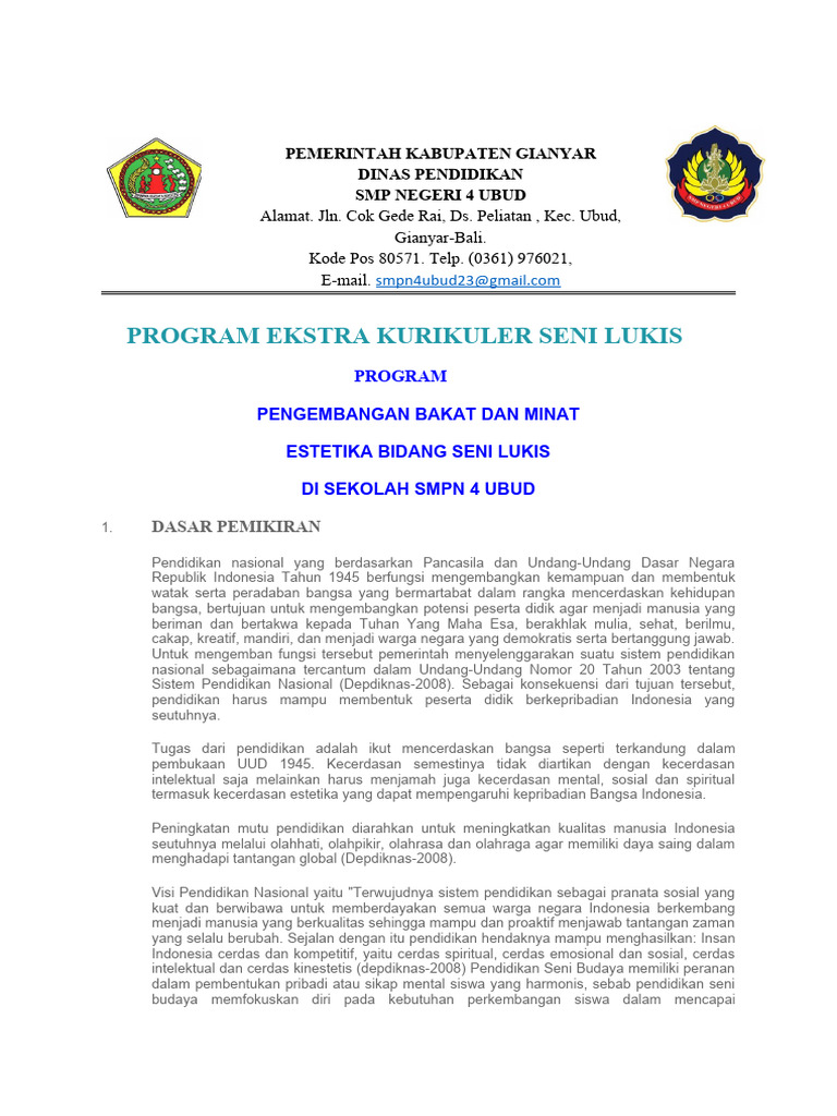 Program Ekstra Kurikuler Seni Lukis | PDF