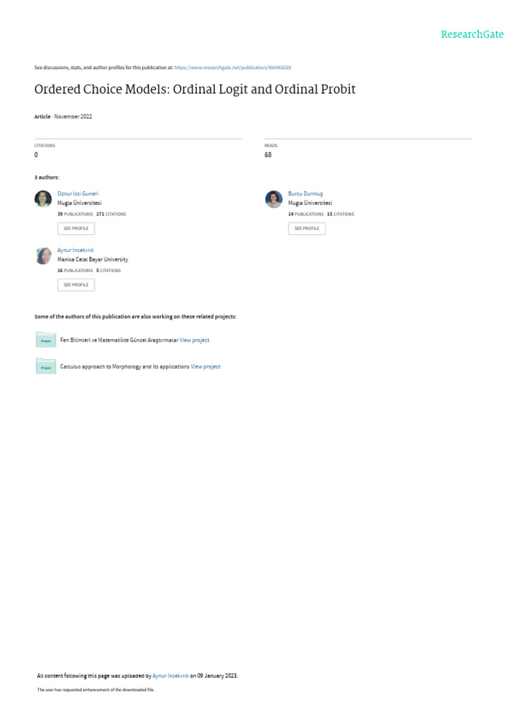 2 Ordered Choice Models Ordinal Logit and Ordinal Probit | PDF ...