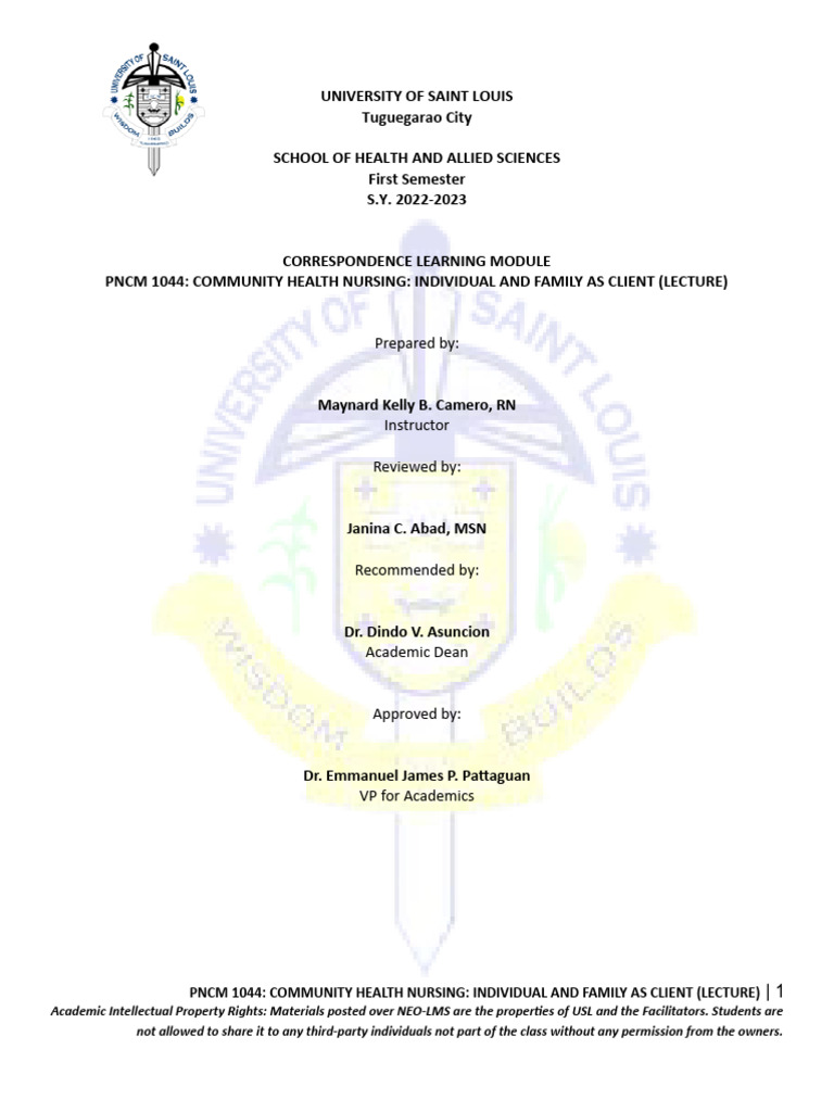 CHN 1 Prelim Module Week 2 | PDF | Nursing | Health Care