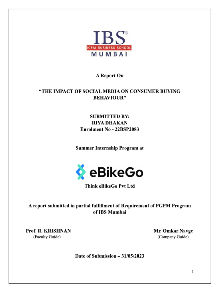 Final Report - Riya Dhakan - 22BSP2083 PDF | PDF