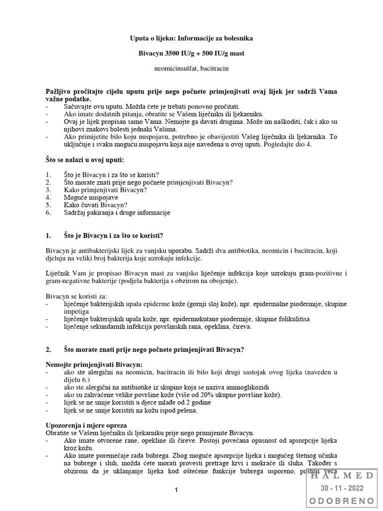 Bivacyn 3500 IU G 500 IU G Mast PIL | PDF