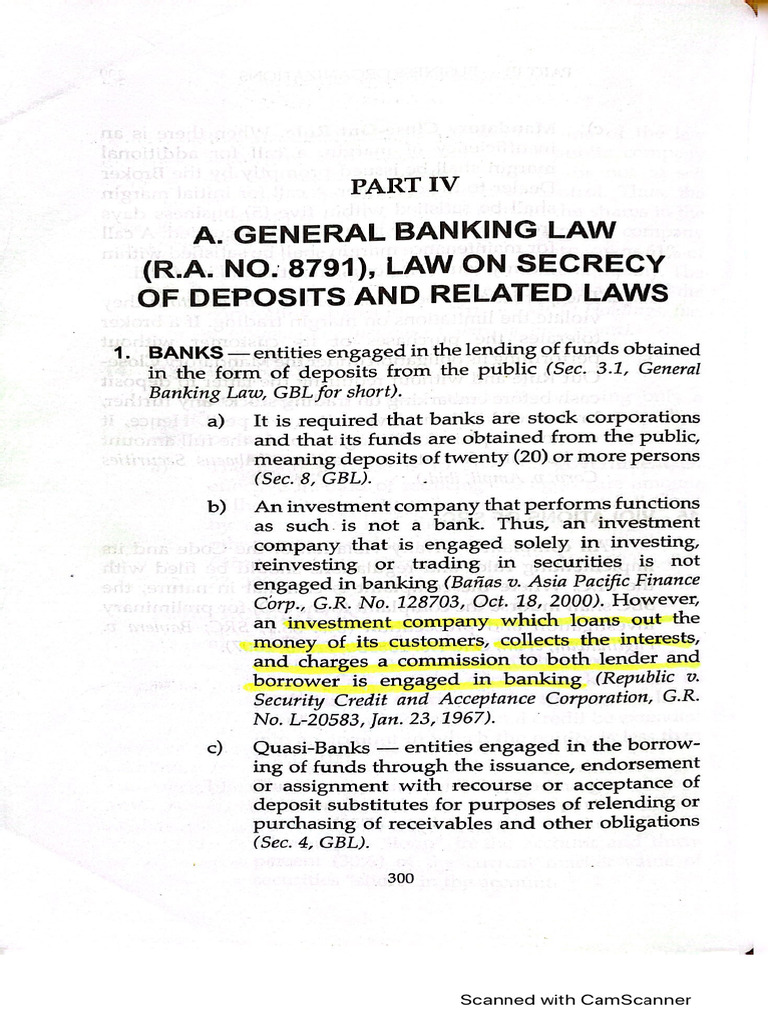 Banking Law (RA 8791) | PDF
