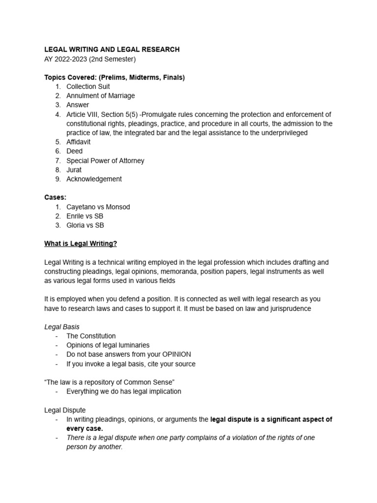 Legal Writing and Legal Research | PDF | Affidavit | Lease