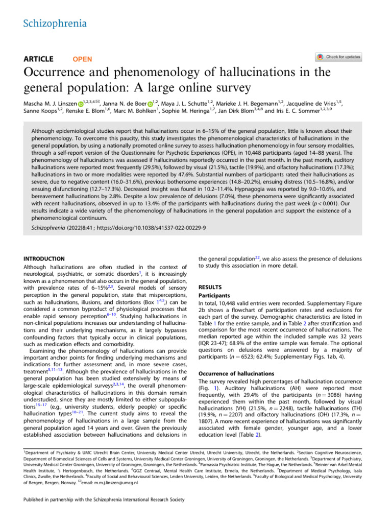 Hallucinations in The General Population PDF | PDF | Hallucination ...