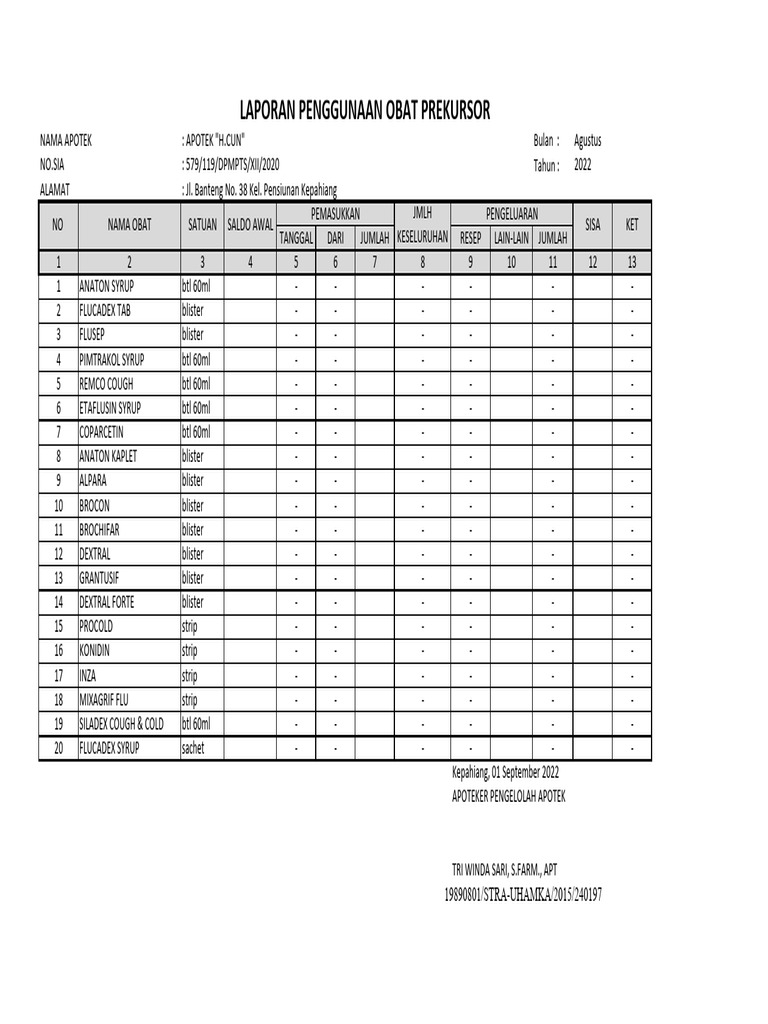 Laporan Penggunaan obat prekursor 1 | PDF