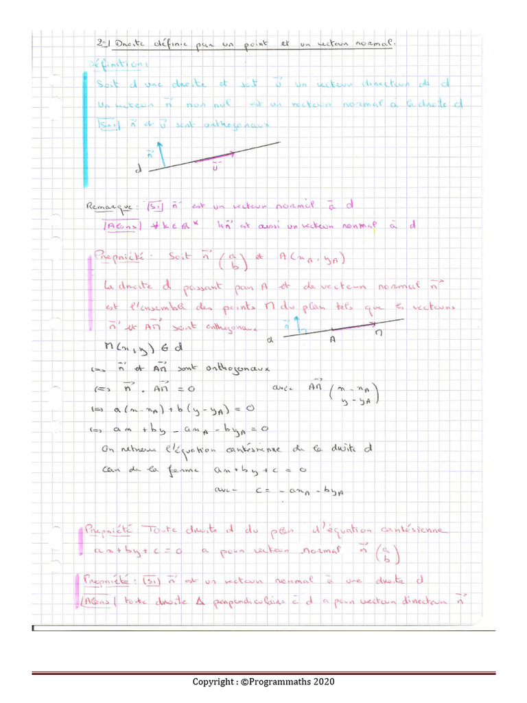 Cercles Et Droites 5. Equation Cartesienne Dune Droite Definie Par Un ...