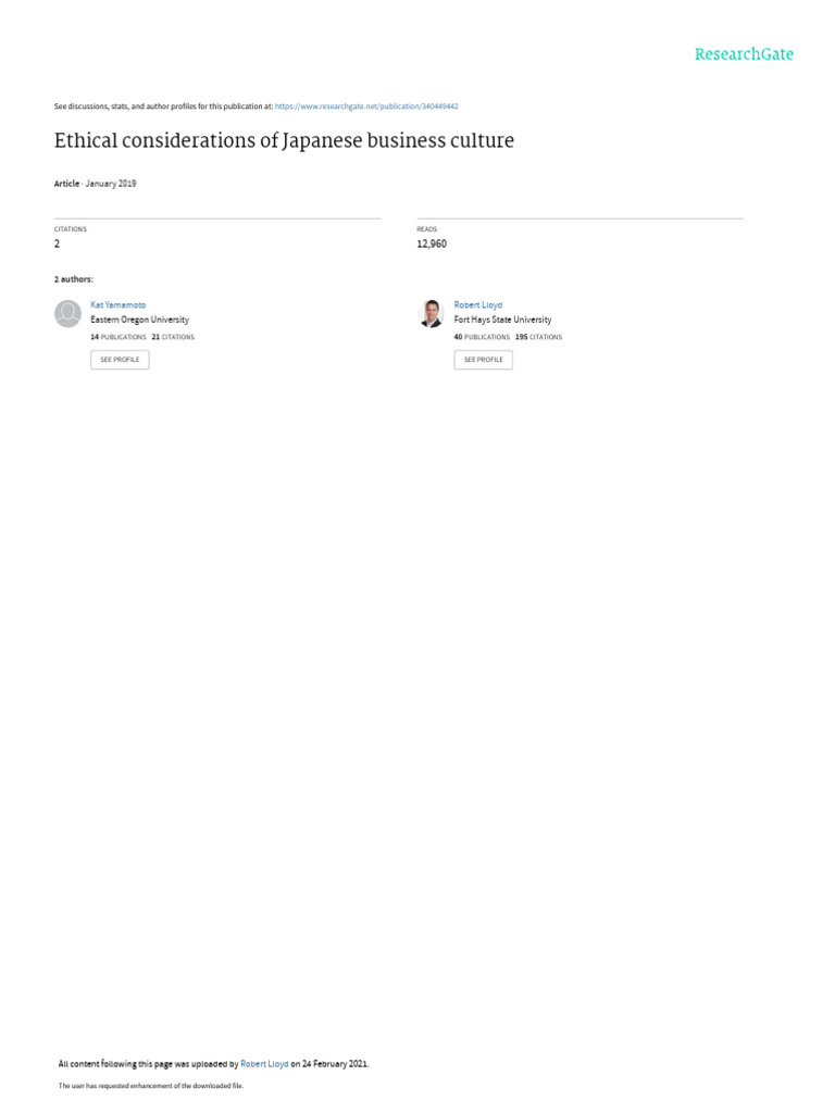 Ethical Considerations of Japanese Business Culture: January 2019 | PDF ...