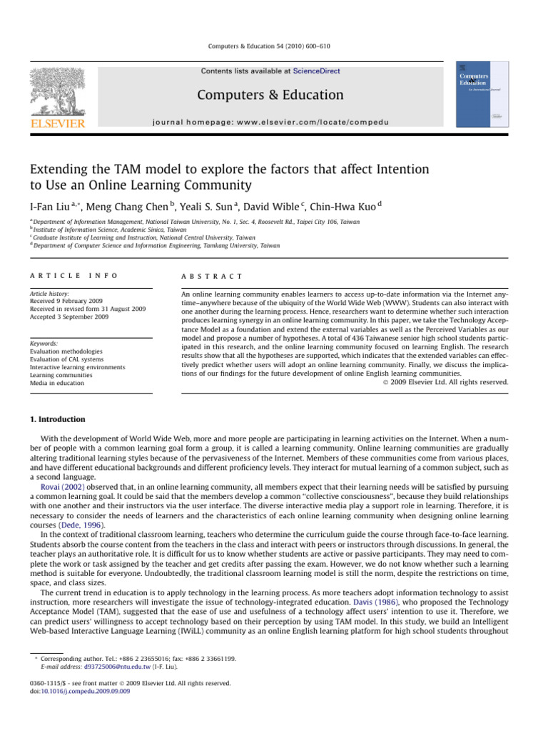 Extending The Tam Model To Explore The Factors That Affect Intention Pdf Structural Equation