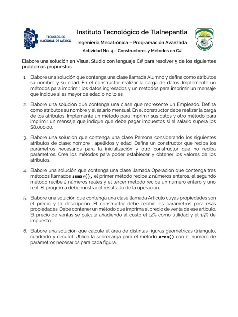 Actividad4 Constructores Y Metodos Pdf