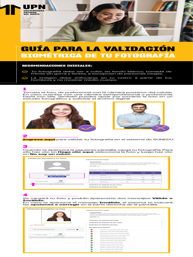 Upn Guia para Validacion de Foto en Sunedu 13 10 2022 | PDF | Resolución de imagen | Ingeniería ...