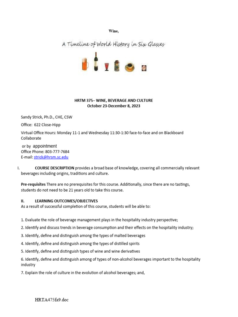 Syllabus Wine Course | PDF | Microsoft Office | Computing