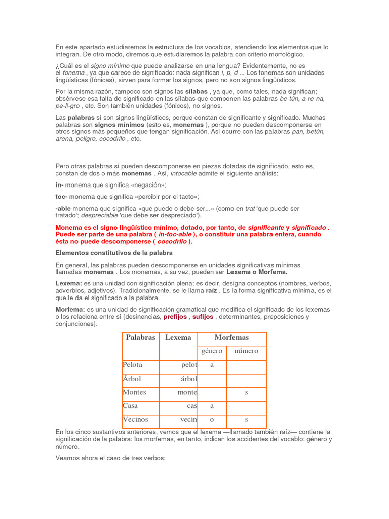 Monema Fonema | PDF | Palabra | Numero Gramatical