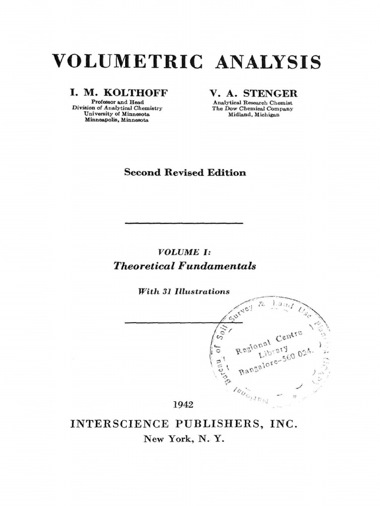 Volumetric Analysis - Kolthoff | PDF | Chemistry | Physical Sciences