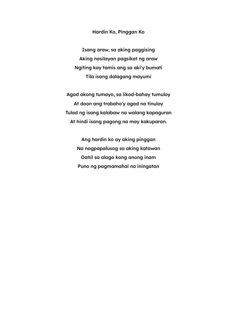 Hardin Ko, Pinggan Ko | PDF