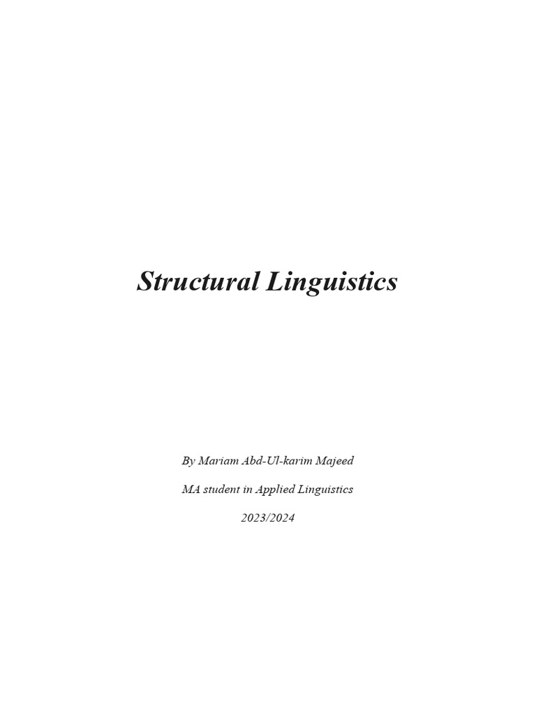 Structural Linguistics | Download Free PDF | Linguistics | Cognitive ...