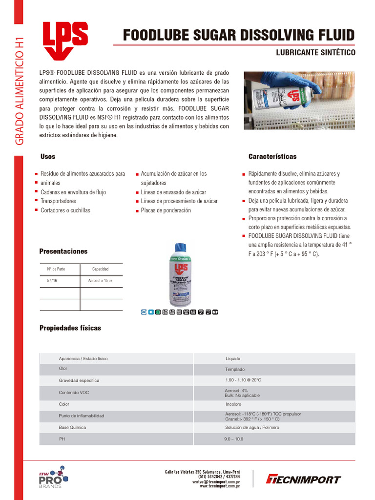 LPS Foodlube Sugar Dissolving Fluid | PDF | Alimentos | Corrosión