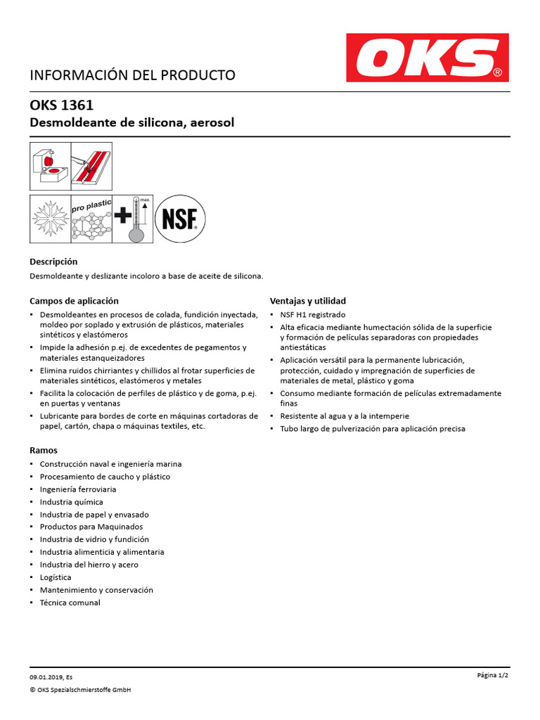 OKS 1361 FT-Rev.2019 | PDF | El plastico | Silicona