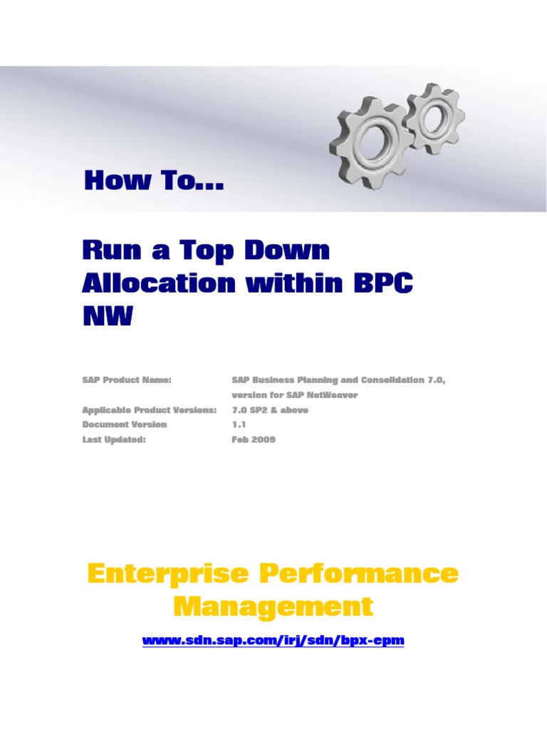 How To Run A Top Down Allocation Within BPC NW | PDF | Oracle ...