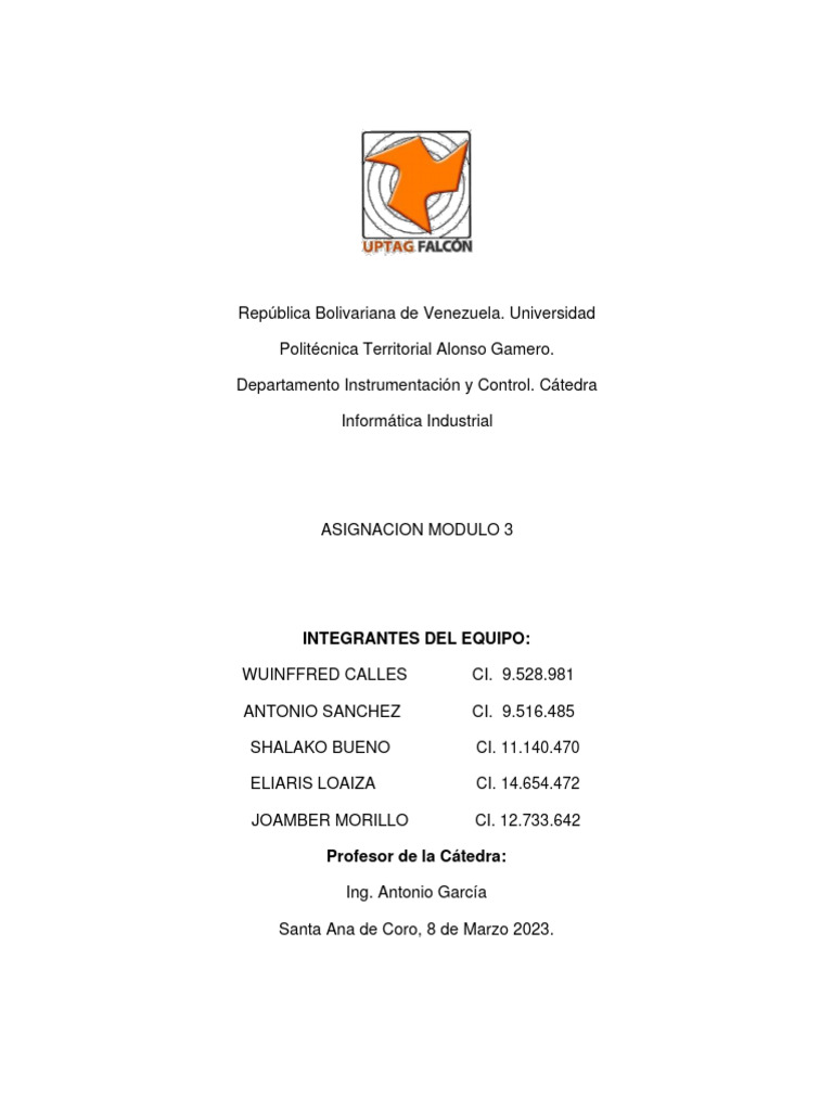 Trabajo Tema 3 Informatica Industrial Finalizado. Buses de Campo | PDF | Controlador lógico ...