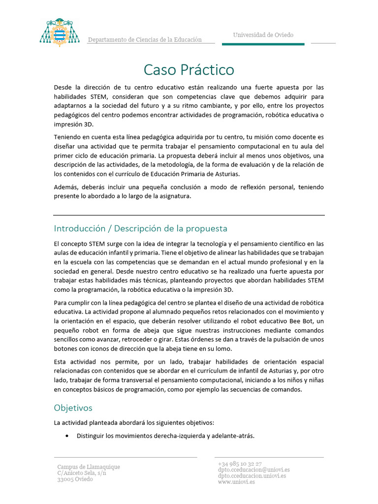 Ejemplo Caso-Practico | PDF | Plan de estudios | Educación de la primera infancia
