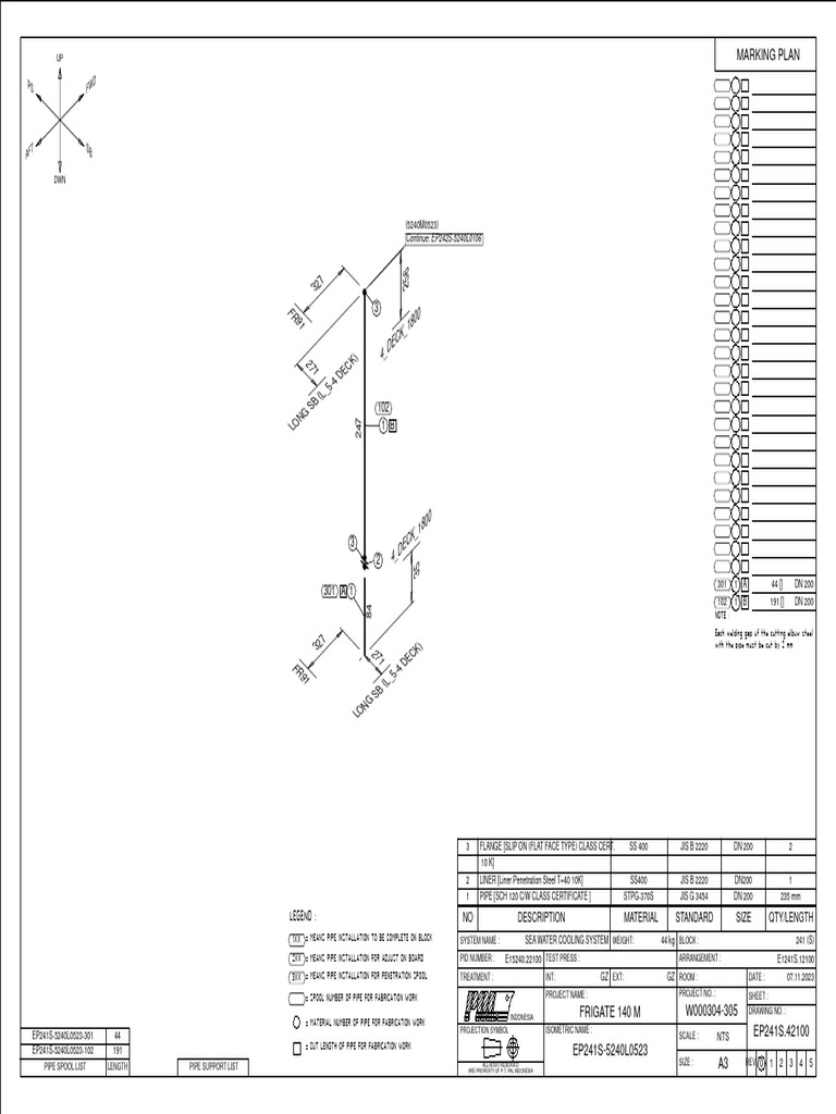 ISOMETRIC SW COOLING Sebagian | PDF | Pipe (Fluid Conveyance) | Plumbing