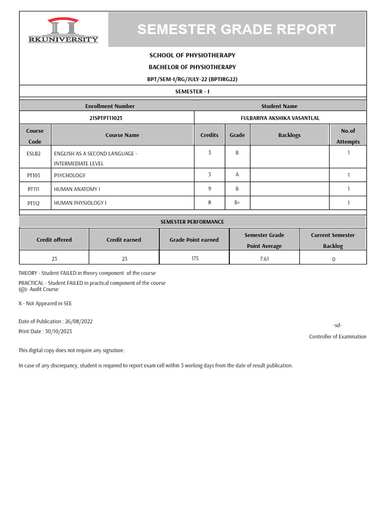Grade Report | PDF