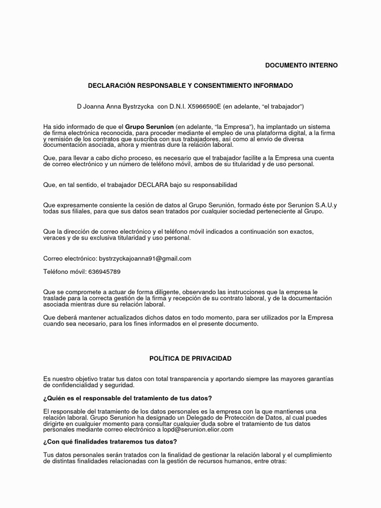 Documento Interno | PDF | Derecho laboral | Business