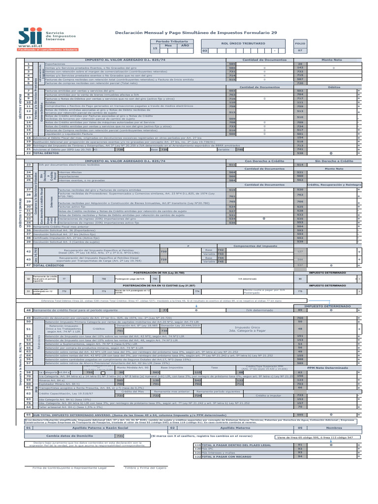 F 29 Actualizado 2019 | PDF | Impuesto al valor agregado | Impuestos