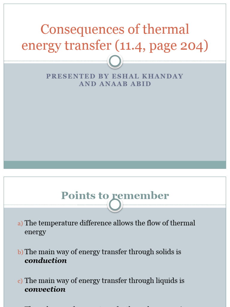 Consequences of Thermal Energy Transfer | PDF