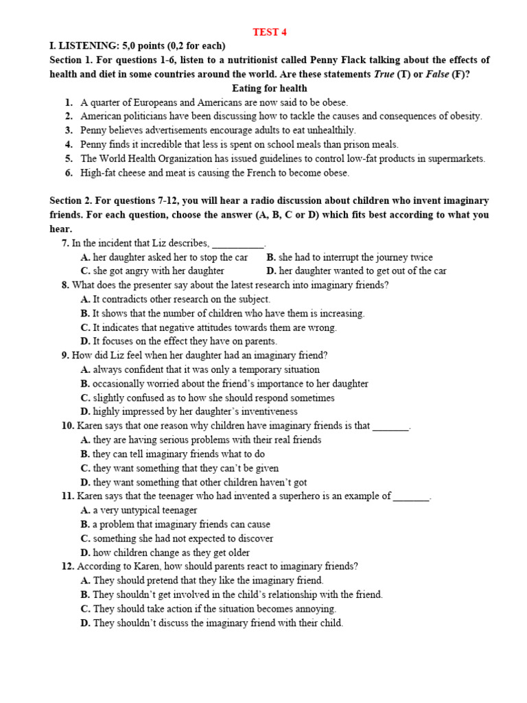 Sample Test 4 | PDF | Psychology | Scientific Method
