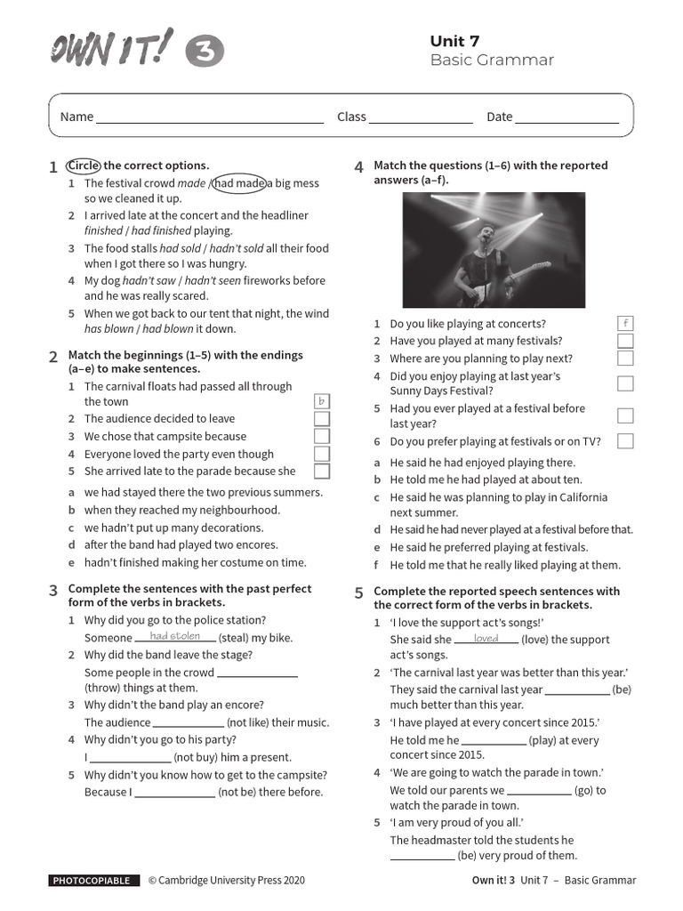 Basic Grammar Unit7 Without Answers | PDF | Language Mechanics | Grammar