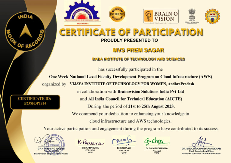 FDP Participation Certificate Details | PDF