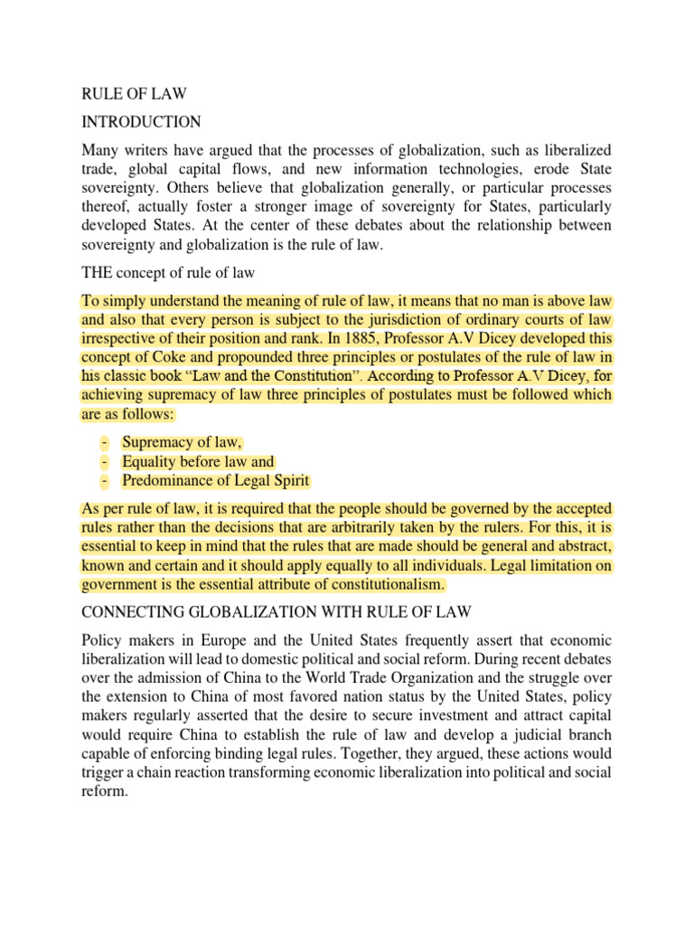 Rule of Law Notes | PDF | Rule Of Law | Constitutional Law