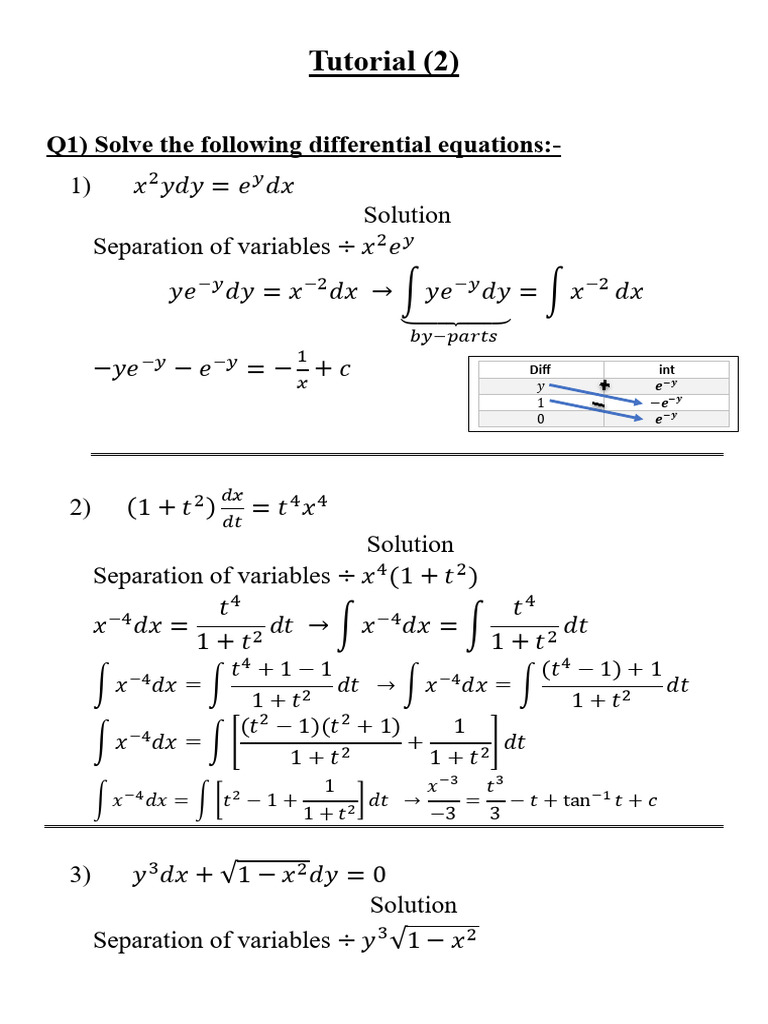 Diff Eqn Tut (2) Solution | PDF | Calculus | Mathematical Analysis