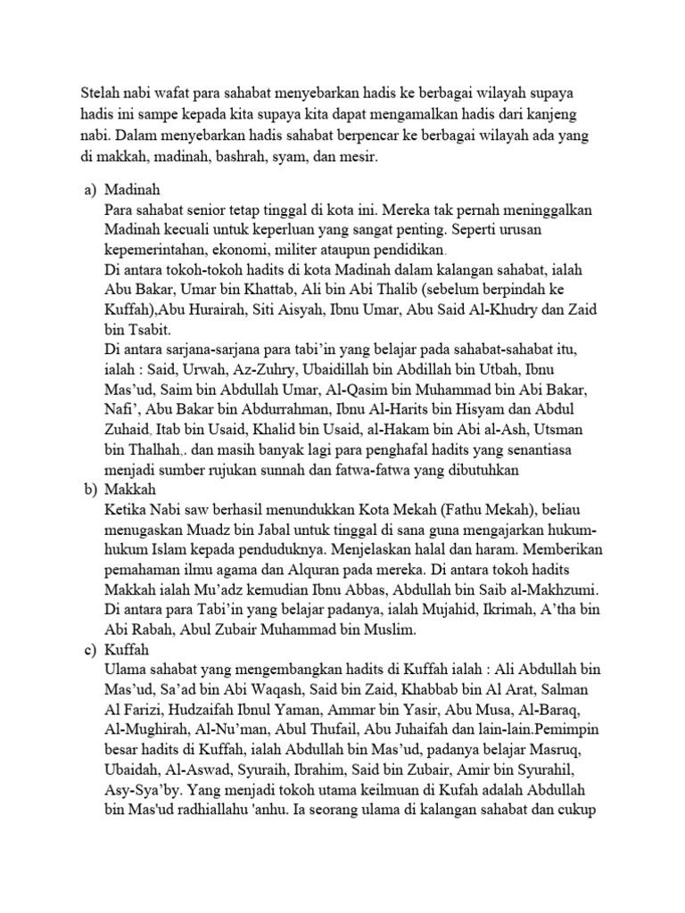Penyebaran Hadis oleh Sahabat Nabi | PDF | Agama & Spiritualitas