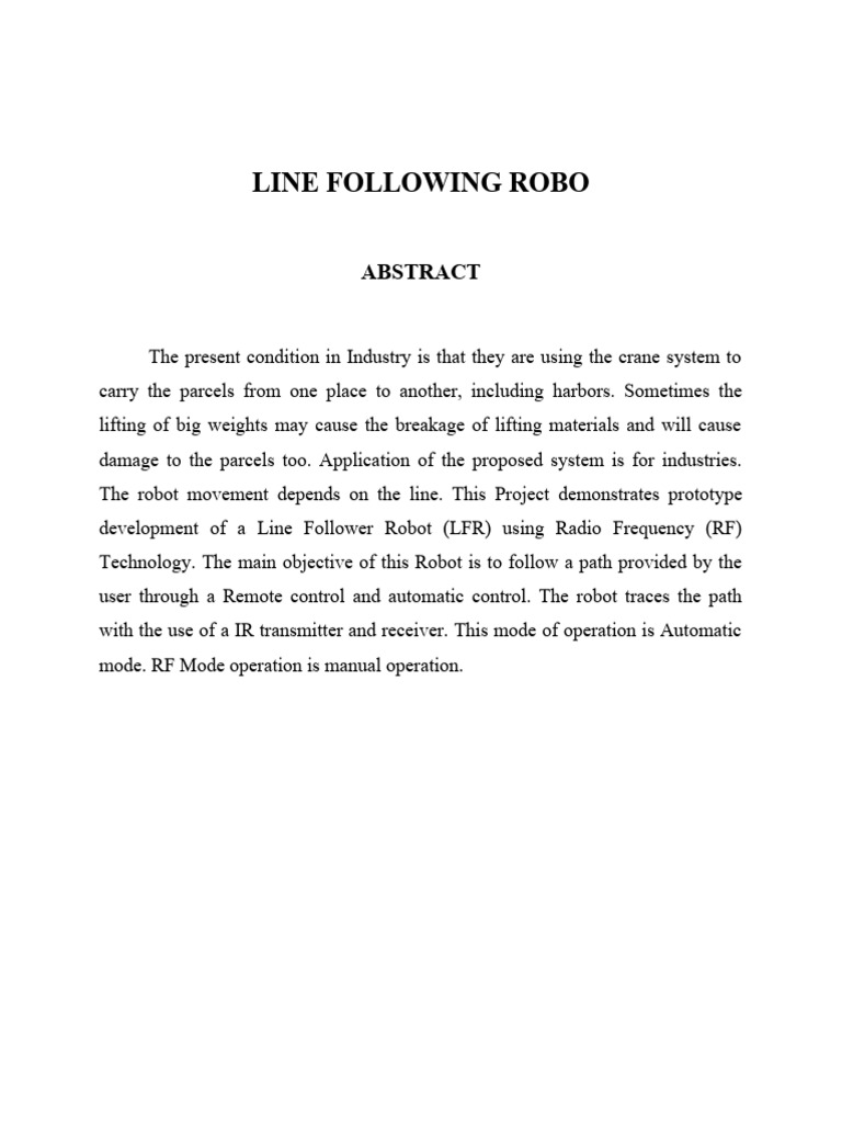 Industrial Line Follower Robot System | PDF