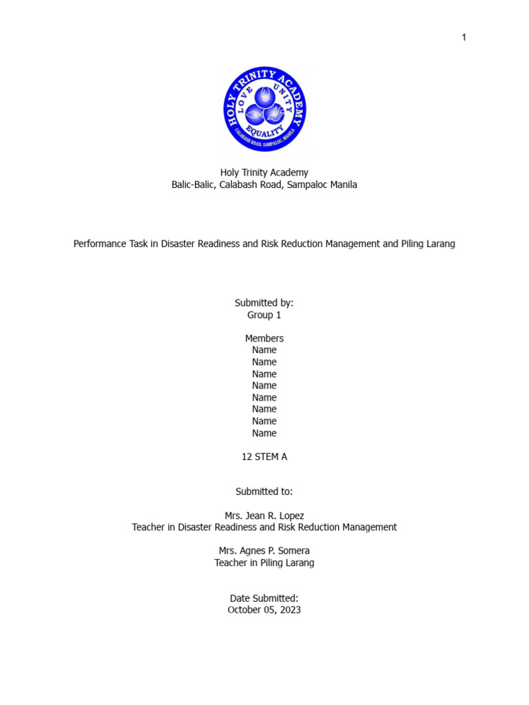 Midterm DRRRM PETA Format Sample | PDF | Christian Saints