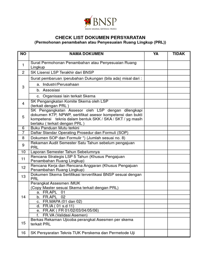 FORM Usulan PRL - Rev | PDF