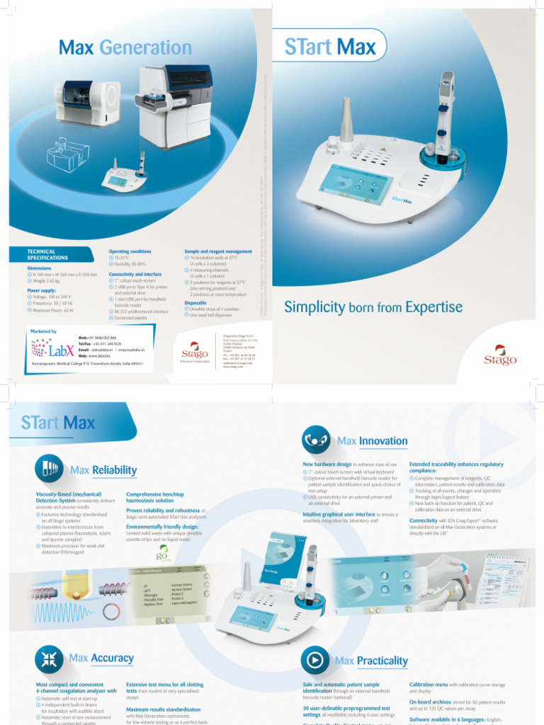 Semi Auto Coagulation Analyzer Start Max Stago France | PDF