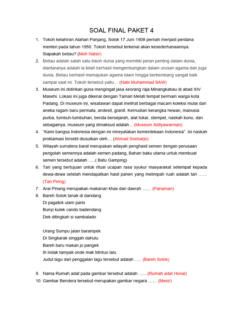 Soal Final Paket 4 | PDF