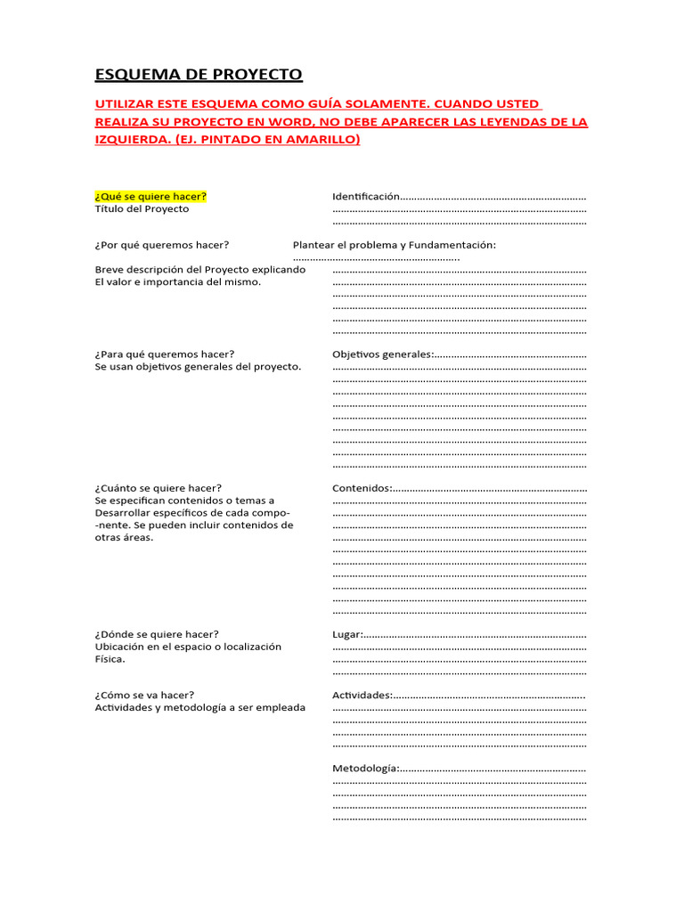 Esquema para Proyecto Efectivo | PDF