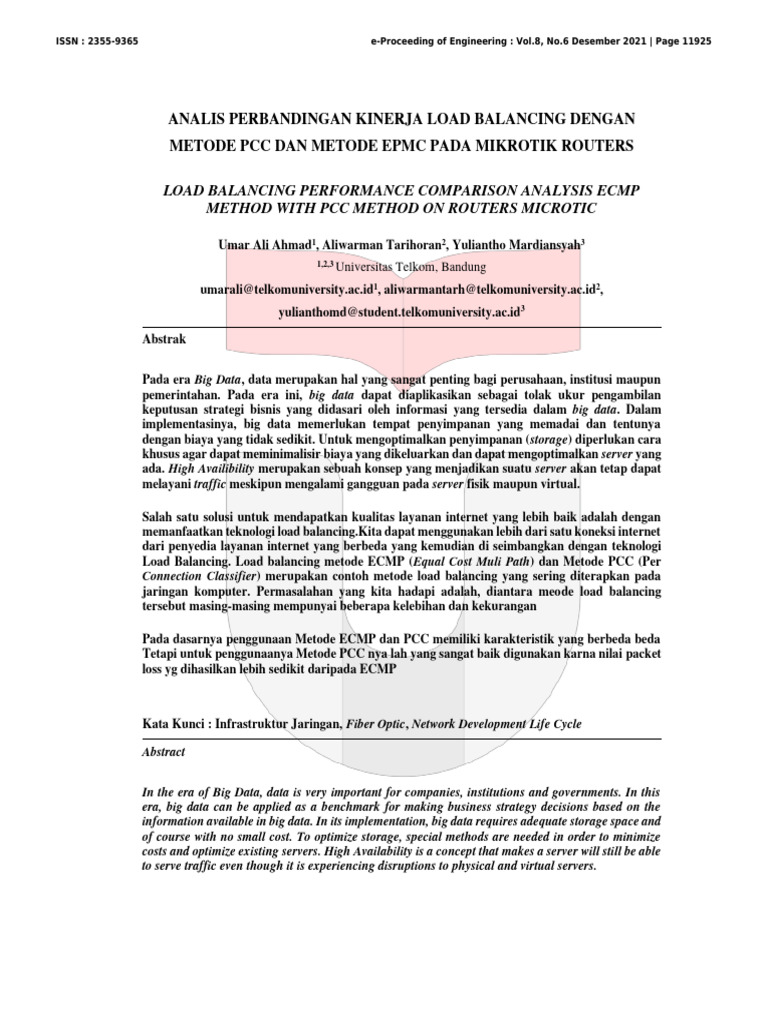 Perbandingan Kinerja Load Balancing PCC vs ECMP | PDF | Komputer | Teknologi & Rekayasa