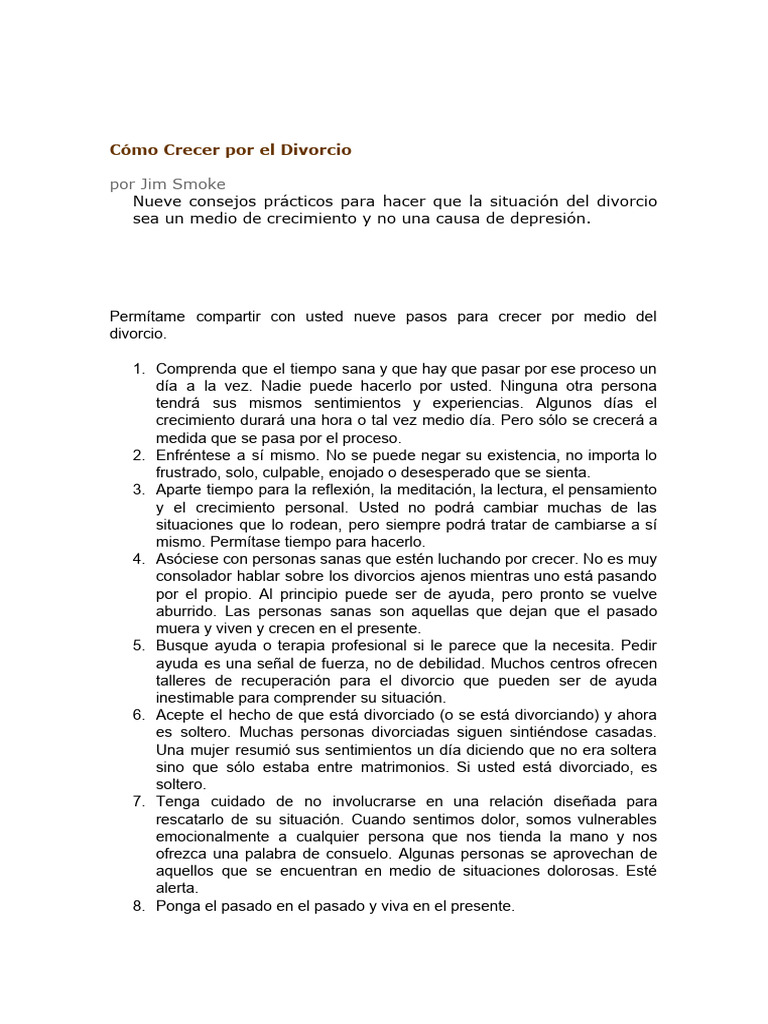 Cómo Crecer Por El Divorcio | PDF | Divorcio