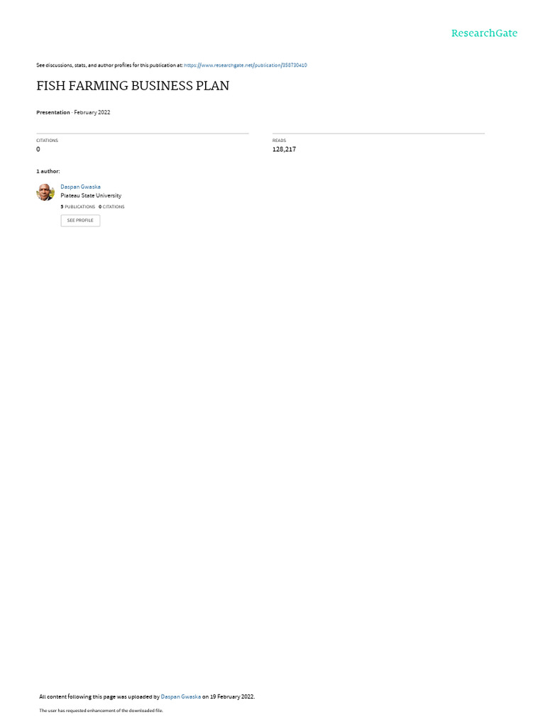 Fish Farming Business Plan Overview | PDF | Prices | Marketing