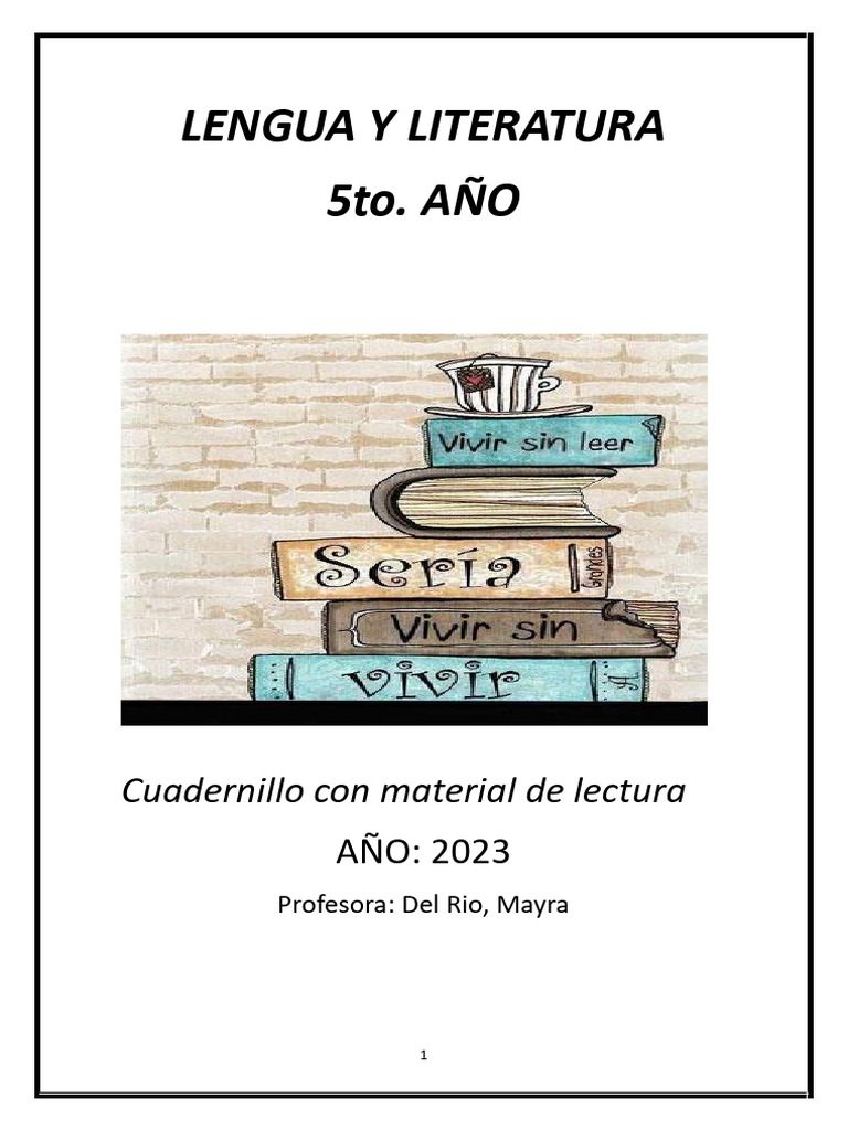 Cuadernillo de Lengua y Literatura de 5to Año 2023 (Reparado) | PDF ...