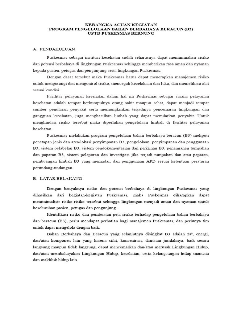 KAK Program Pengelolaan B3 | PDF KAK Program Pengelolaan B3 | PDF