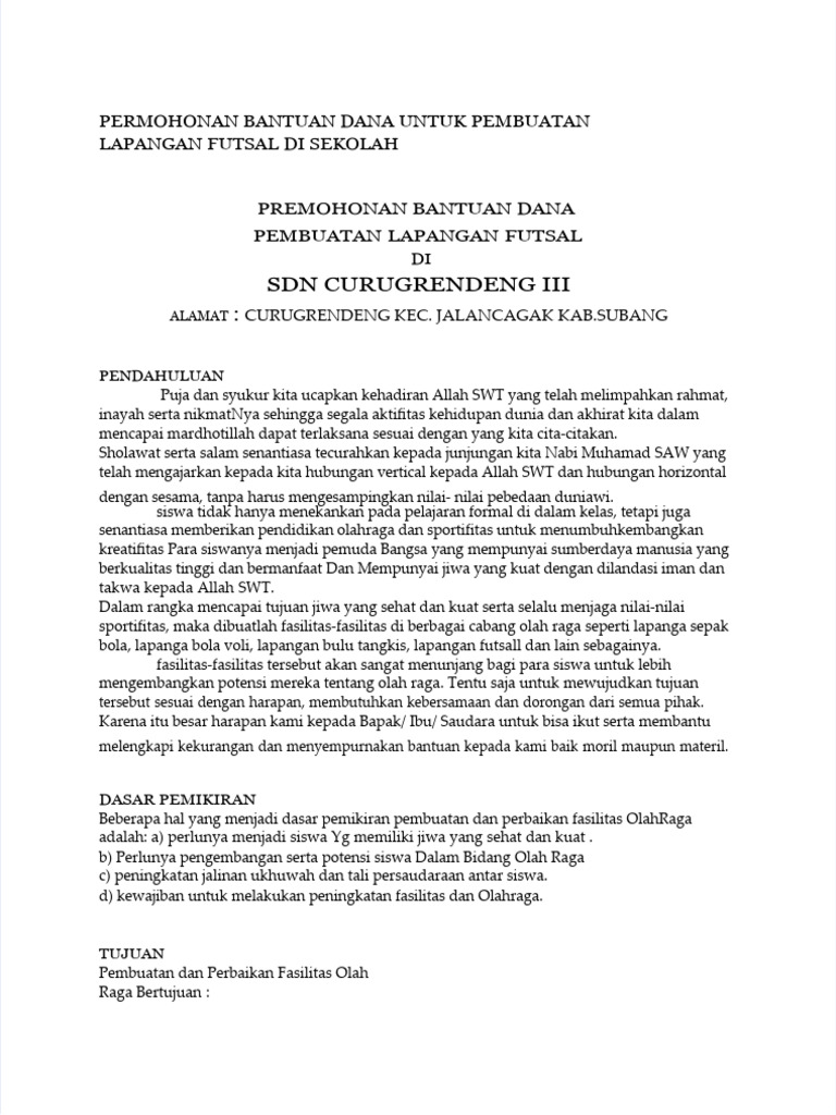 Bantuan Dana Lapangan Futsal SDN | PDF