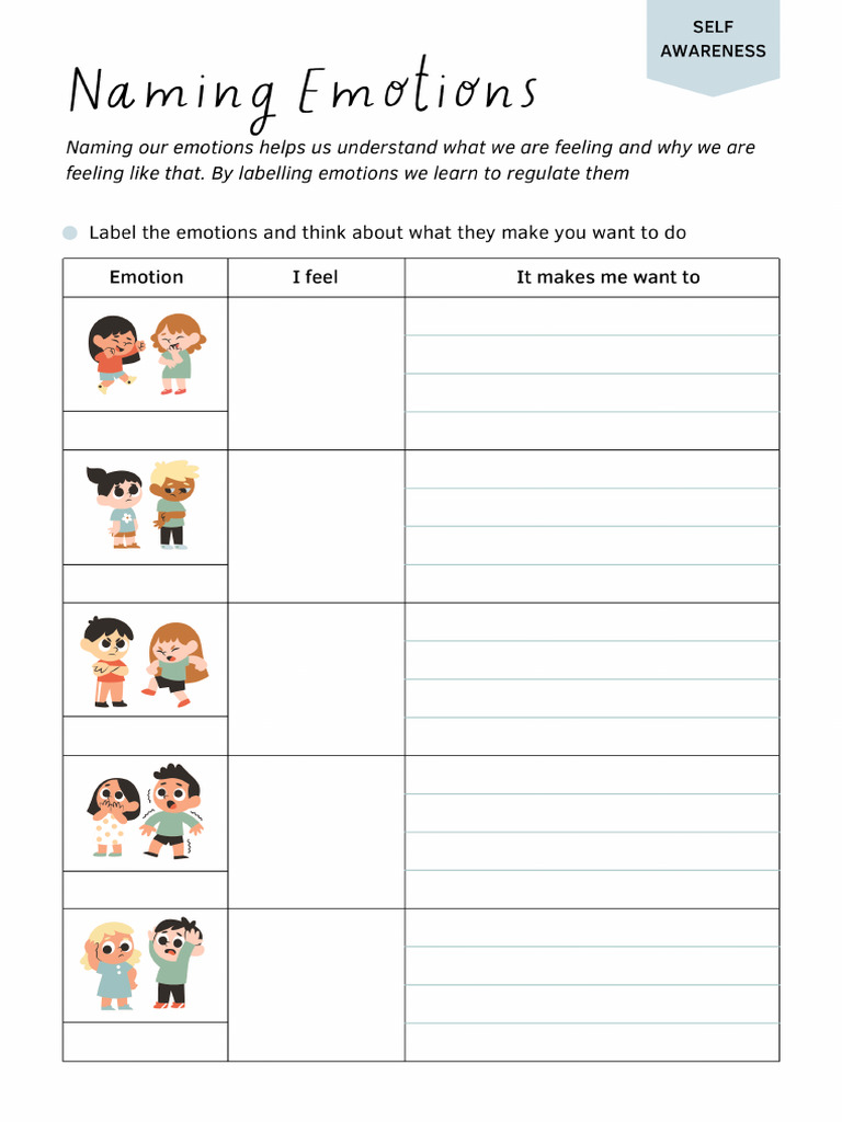 Naming Emotions Worksheet | PDF