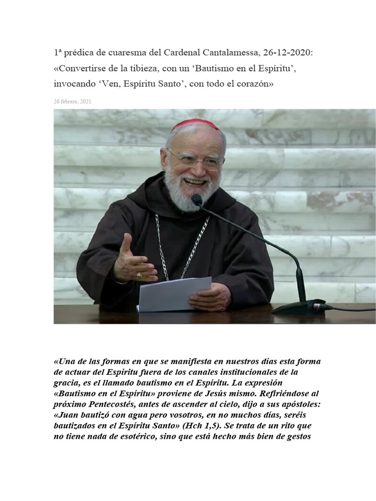 Primera Predica de Cuaresma 2020 | PDF | Bautismo | Jesús